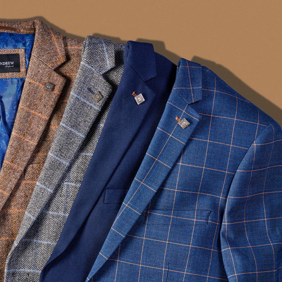 Scott Navy Men's Checked Blazer | Paul Andrew Suits