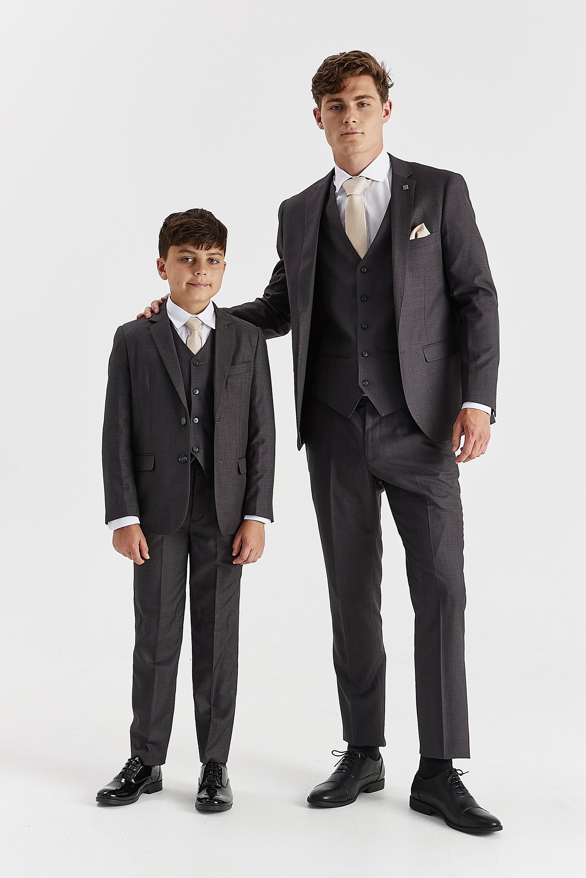 Father & Son Charcoal 3-Piece Wedding Suit Set