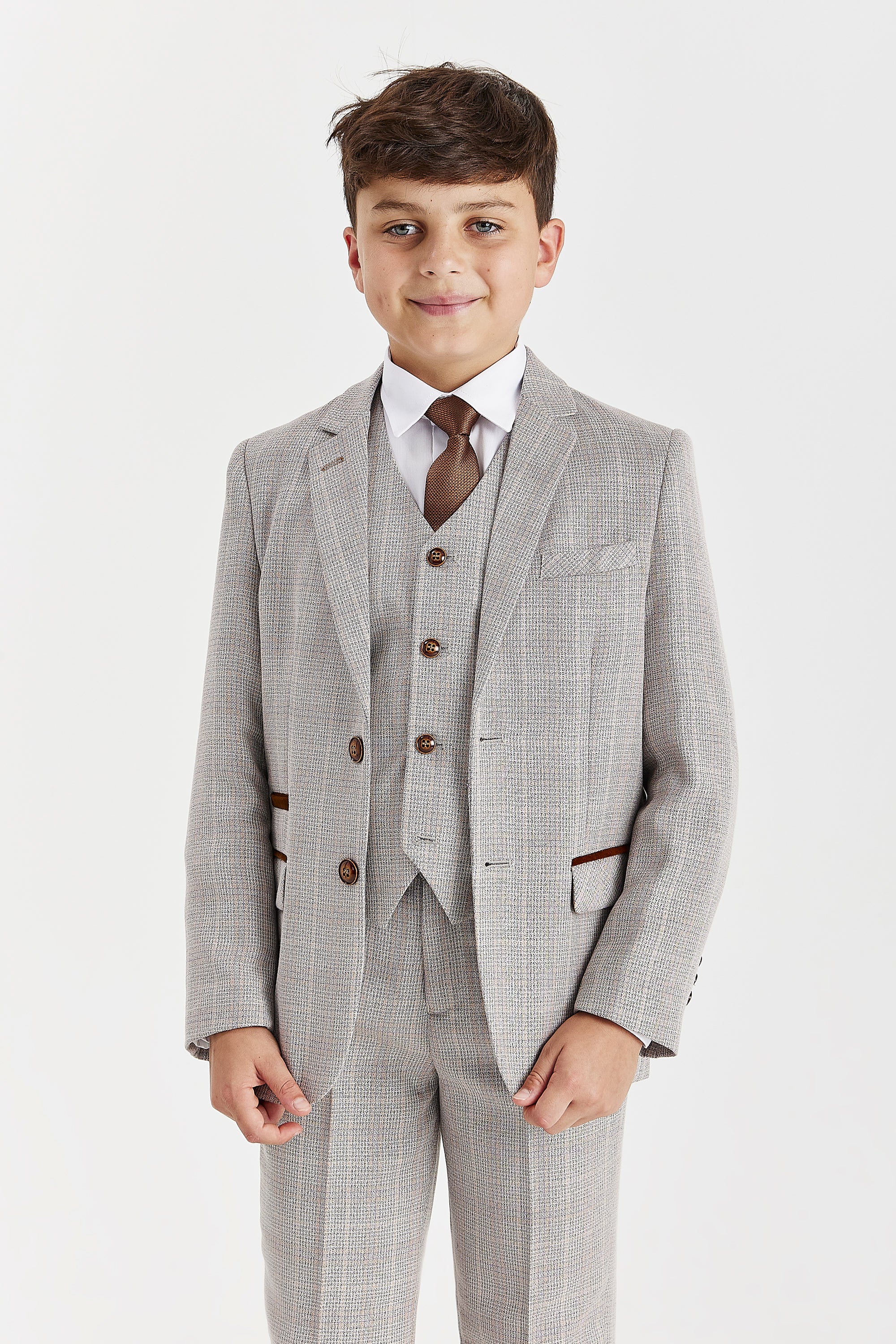 Leo Beige Boys Three Piece Suit By Paul Andrew Suits