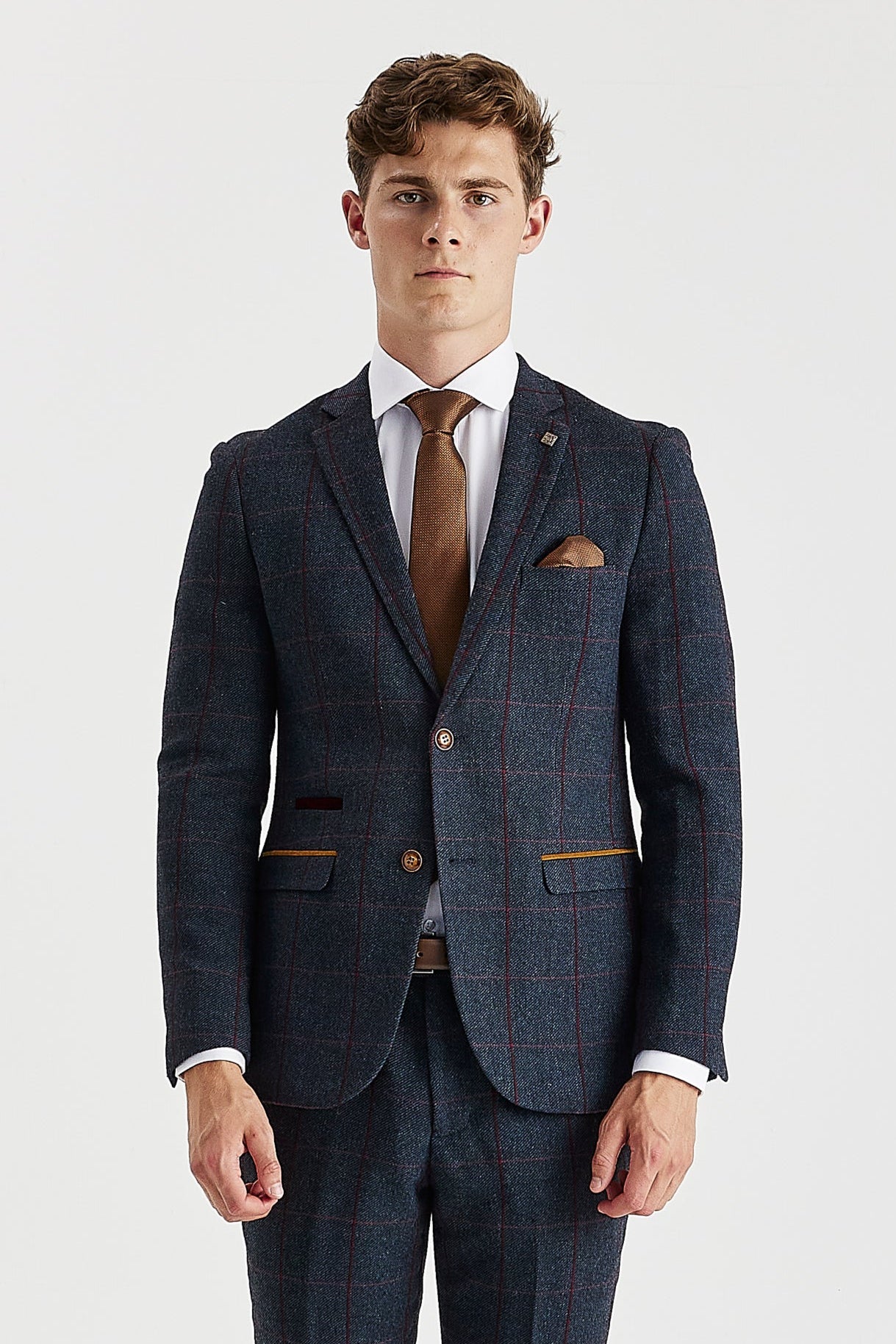 Madrid Navy Men's Checked Blazer | Paul Andrew Suits