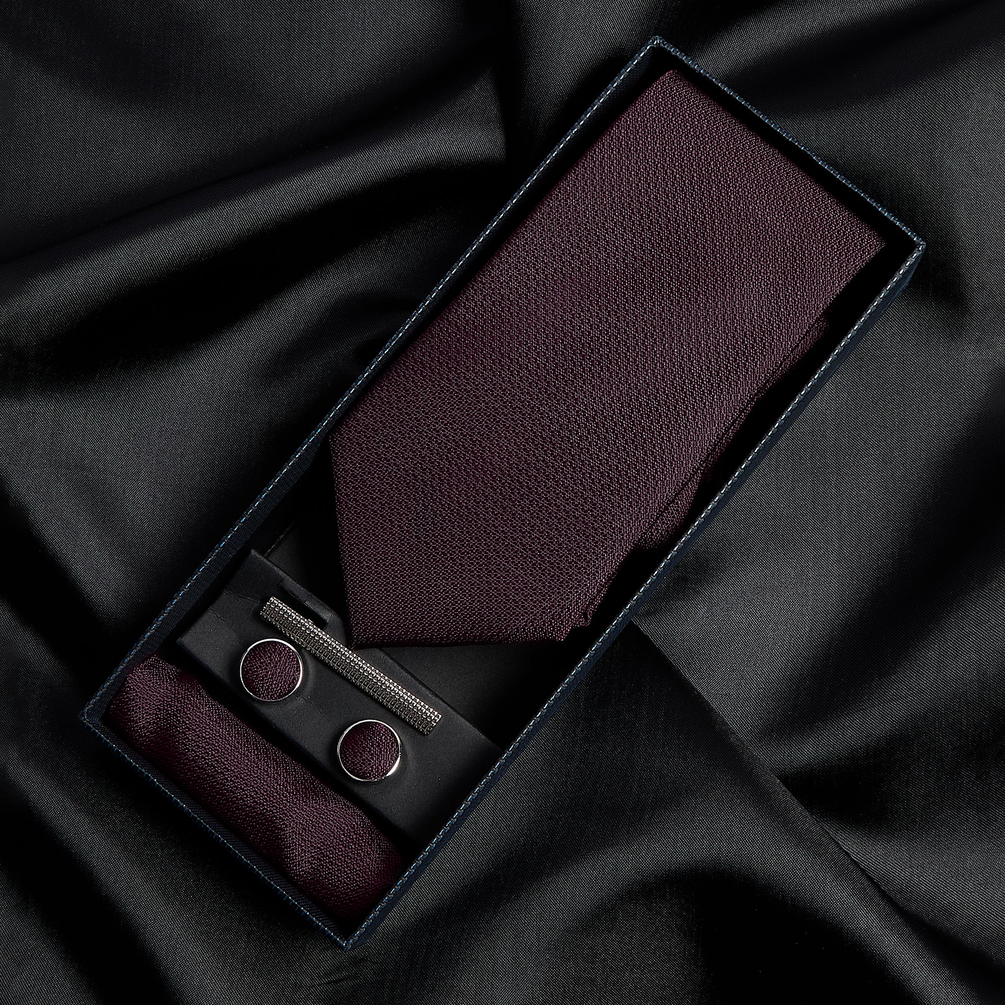 Burgundy Textured Tie Set by Paul Andrew Suits