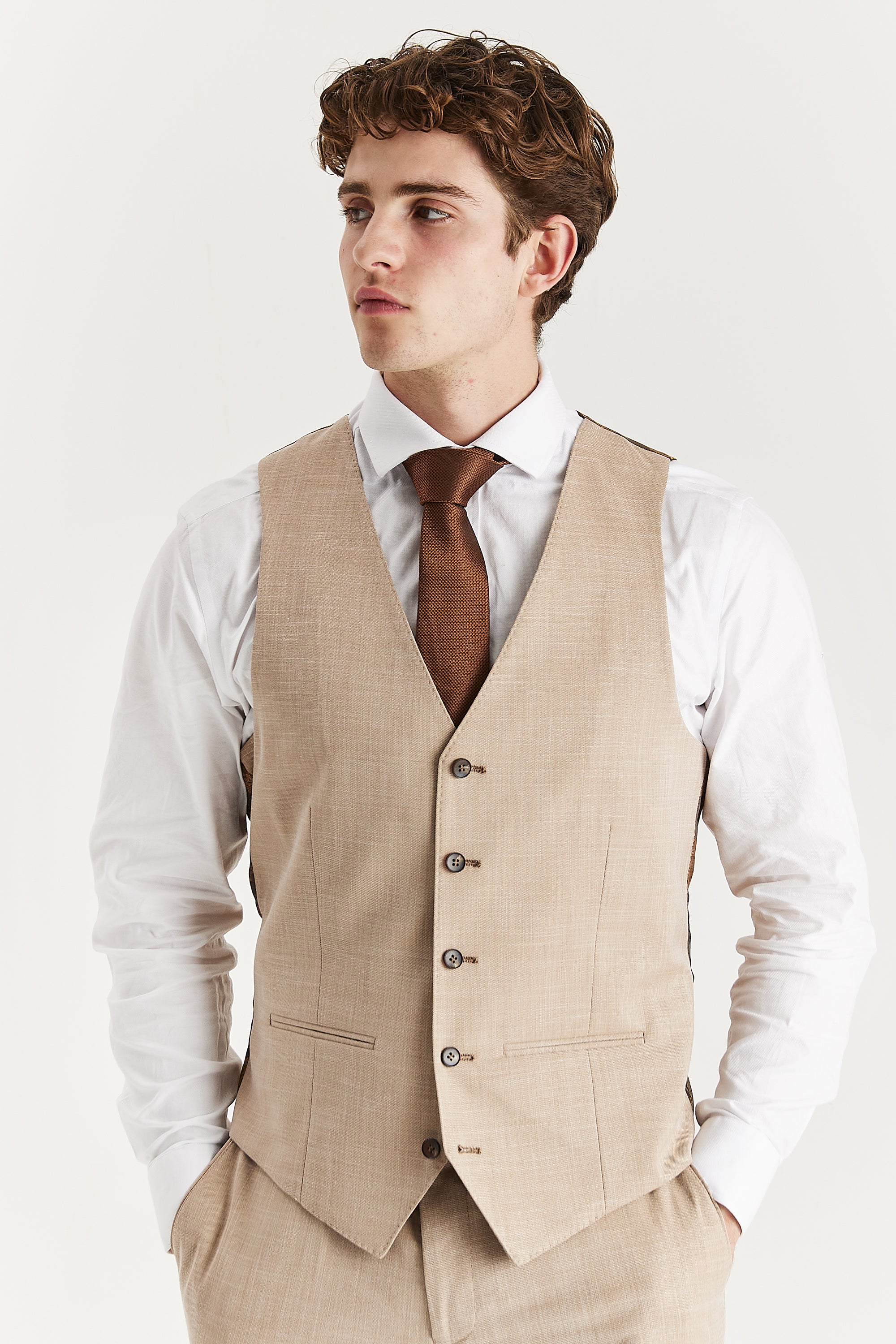 Kurt Beige Men's Waistcoat | Paul Andrew Suits